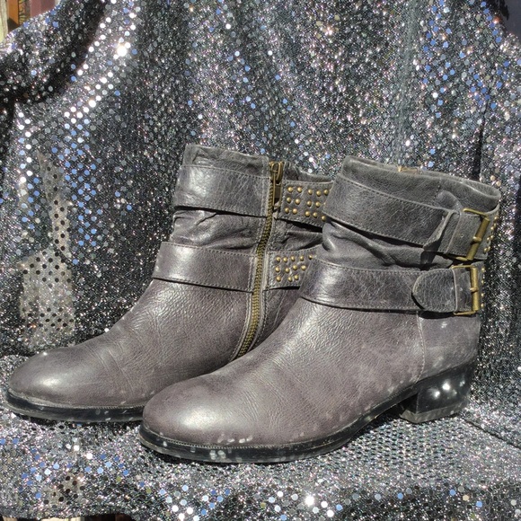 Anthropologie | Shoes | Faryl Robin Grey Studded Leather Boots | Poshmark